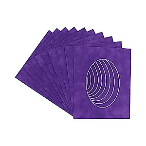 11x17 Mat Bevel Cut for 9x13 Photos - Precut Purple Crocus Suede Oval Shaped Photo Mat Board Opening - Acid Free Matte to Protect Your Pictures - Bevel Cut for Family Photos, Pack of 25 Matboards Show