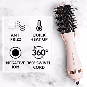 Foxybae Baby Blush Blowout Dryer Brush Mini 60mm - Pro Volumizer Hot Air One-Step Hair Dryer Brush - Hair Dryer Brush Blow Dryer Brush in One - 2 Heat Settings & Cool Shot - Hair Styling Hot Tools
