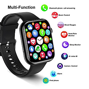 Smart Watch for Android iOS(Answer/Make Call) - 1.9" Full Touch Screen Smartwatch for Men Women, 120 Sport Modes, Fitness Tracker Smart Watch with Heart Rate Sleep Monitor, BP, SpO2, AI Voice