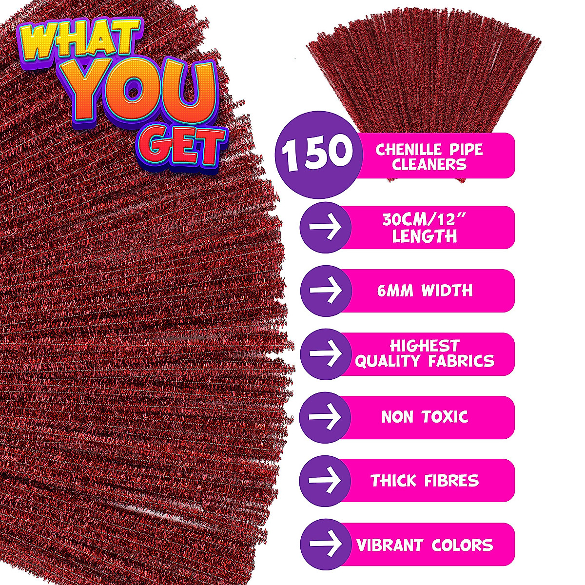 Blue Squid Pipe Cleaners Craft Chenille Stems - Chenille Cleaners, Pipe Cleaners, DIY Art & Craft Projects, Kids Fuzzy Sticks Crafts, Extra Long Pieces, Sparkle Crafting Colors