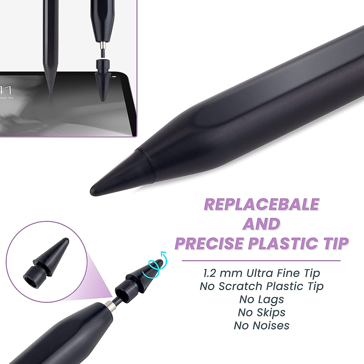 iPad Air Pencil 2024 - Stylus Pen for iPad Air M2 11" 13", iPad 10th 9th Generation, iPad Air 5th 4th Generation - Magnetic and Palm Rejection iPad Air Pen Fast Charging, Black