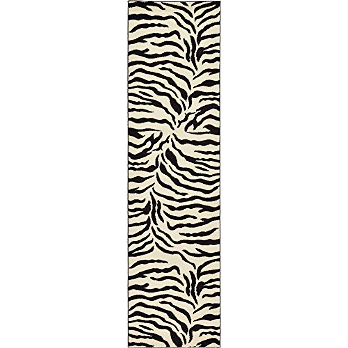 Unique Loom Wildlife Collection Animal Inspired with Zebra Design Area Rug, 2 ft 7 in x 10 ft, Ivory/Black