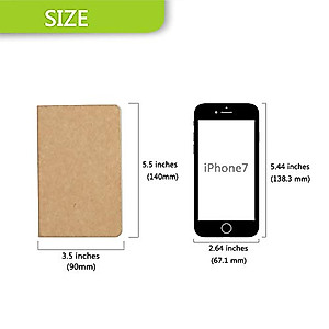 TWONE Pocket Notebook, 6 Pack Softcover Mini Notebooks 3.5" x 5.5" Kraft Brown Notebook Small Memo Notepad for Men Women Kids Traveler Author, 30 Sheets,60 Blank Pages