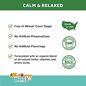 Wellnergy Natural Calming Chews for Dogs – Natural Organic Supplement- for Dogs with Stress, Separation Anxiety and Hyperactivity - 40ct Travel Pk