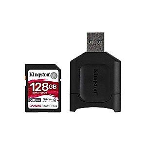 Kingston 128G SDXC Canvas React Plus 300MB/s Read UHS-II, C10, U3, V90 Memory-Card (MLPR2/128GB)