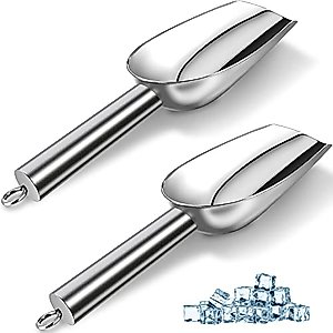 Metal Ice Scoop 5 Oz，Small Stainless Steel Ice scooper for Ice Maker Ice Bucket Kitchen Freezer Bar Party Wedding Pet Dog Food, Small ice scoop For Multi Purpose Use Dishwasher Safe