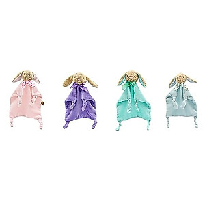 Bunny Baby Security Blanket Loveys for Babies Boys and Girls, 10" Soft Baby Lovey Blanket, Baby Snuggle Toy Rabbit Stuffed Animals Blankie, Baby Boy Gifts for Newborn and Infant, Pink