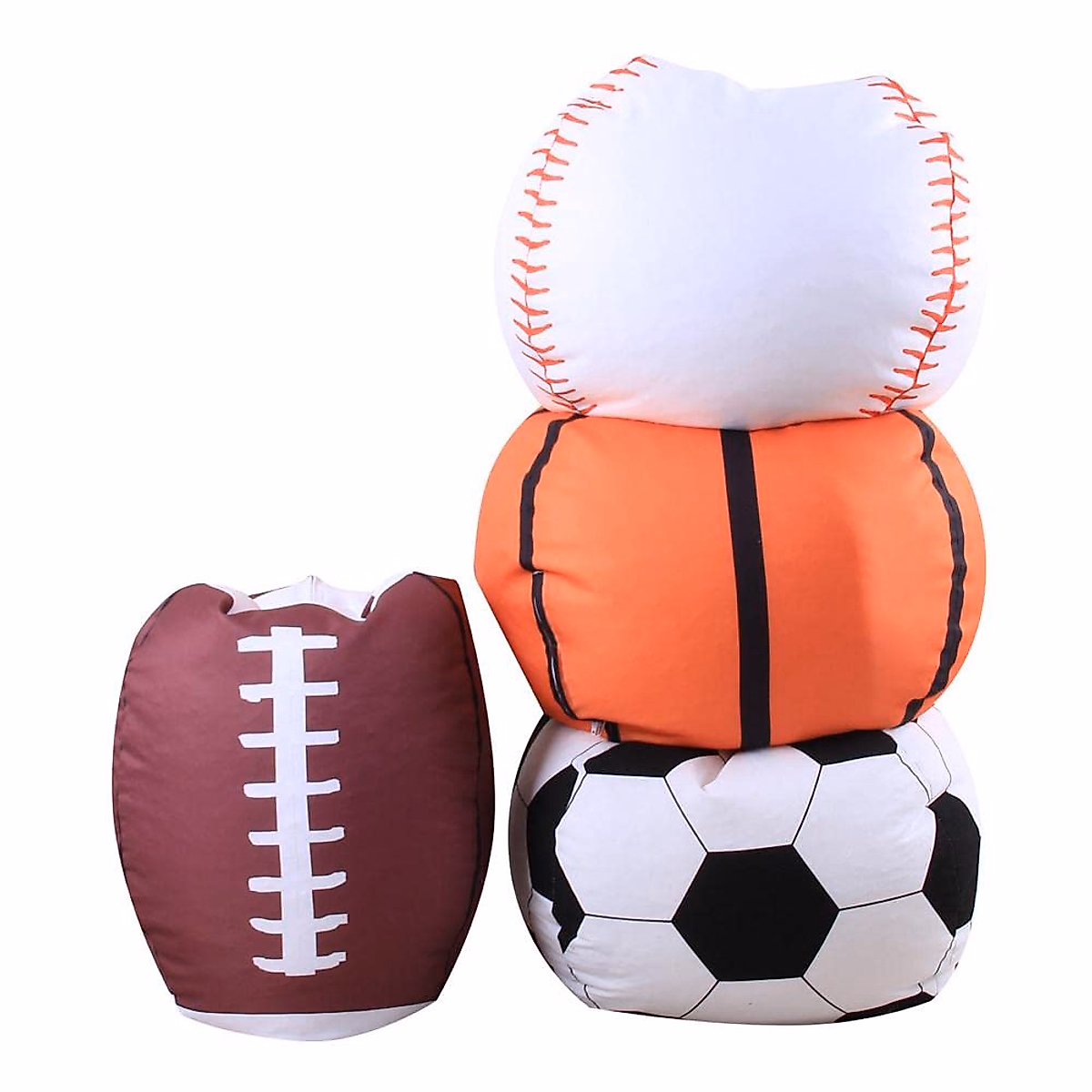 Enfudid Stuffed Animal Storage Bean Bag Chair, 18" Beanbag Covers Only for Organizing Plush Toys, Turns into Bean Bag Seat for Kids When Filled, Football Shape