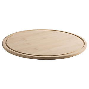 Bamboo Cutting Boards for Kitchen - Wood Cutting Board with Juice Grooves - Small Round Wood Tray & Cutting Board Meat, Wooden Cutting Boards for Kitchen Brisket Chopping Board, 16” x 0.5” Pack of 2