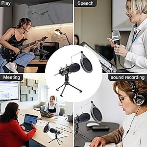 LOOYUAN Condenser Recording Microphone, 3.5mm Plug Mic for PC, Broadcast Microphone for Singing, Gaming, Computer, Desktop, Laptop, MAC Windows, Online Chatting, Podcast, Skype, YouTube