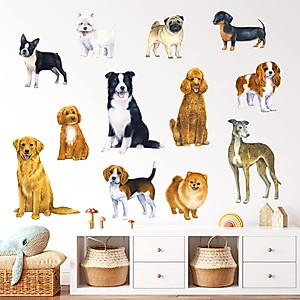DECOWALL DS-8045 Dogs Wall Decals Stickers Kids Peel and Stick Removable paw décor Print Room Bone Puppy Bedroom Decorations Wallpaper pet Nursery Baby Golden Retrieve Terrier