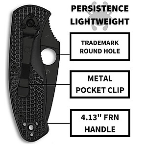 Spyderco Persistence Lightweight Knife with 2.77" Black Steel Blade and Durable Black FRN Handle - PlainEdge - C136SBBK
