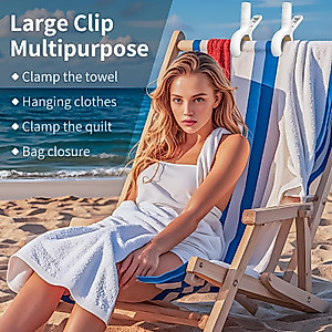 Senbowe 12 Pack Beach Towel Clips,Pool Chair Clips,Heavy Duty Plastic Clothes Pins,Quilt Drying Clips,Windproof Clothes Clips,Keep Your Towel,Clothes,Blankets to Dry on Clothesline and Hanging Rack