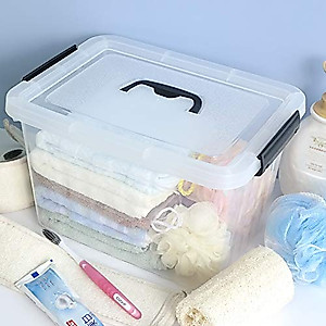 Yarebest 10 Liter Clear Storage Box, Plastic Box with Clips Lid, 4 Packs