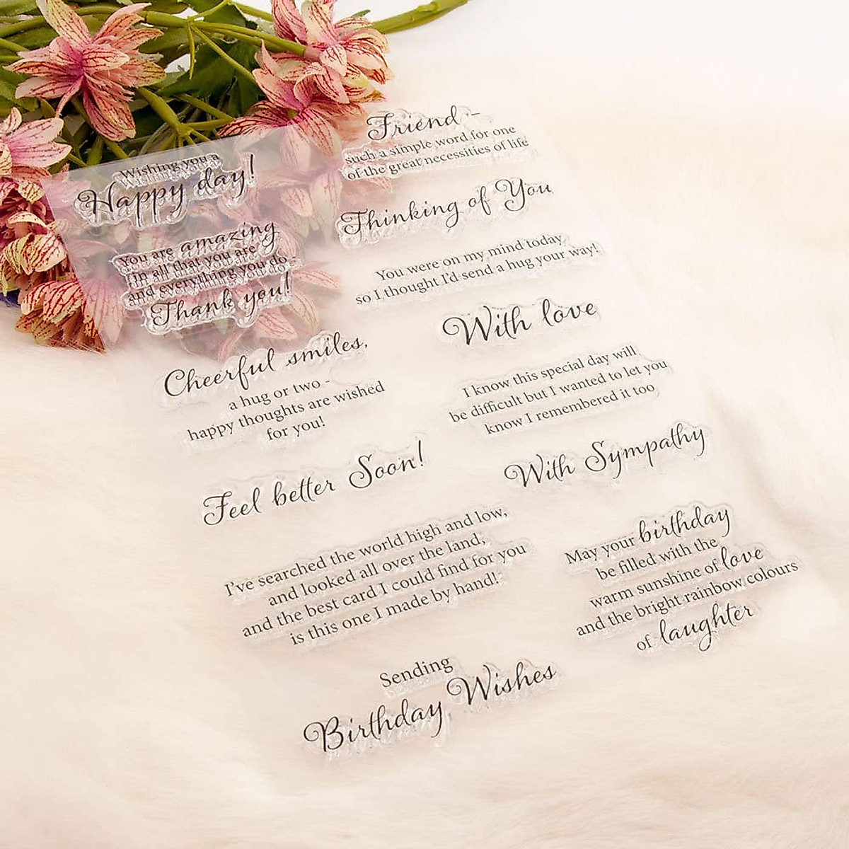 Linda Craft 1pc Wishing You a Happy Day Friend Thinking of You Clear Stamps for Card Making Decoration and DIY Scrapbooking 15x21 cm