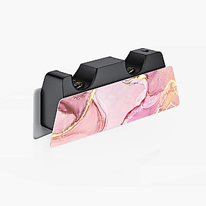 PlayVital Cosmic Pink Gold Marble Effect Full Set Skin Decal for ps5 Console Disc Edition, Sticker Cover for ps5 Controller & Charging Station & Headset & Media Remote