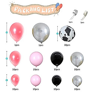 Western Cowgirl Balloon Garland Decorations, 98pcs Hot Pink Rose Red Silver Star Cow Balloon Arch with 4D Disco Ball for Bachelorette Party, 80s 90s Disco Party Birthday Baby Shower Decor