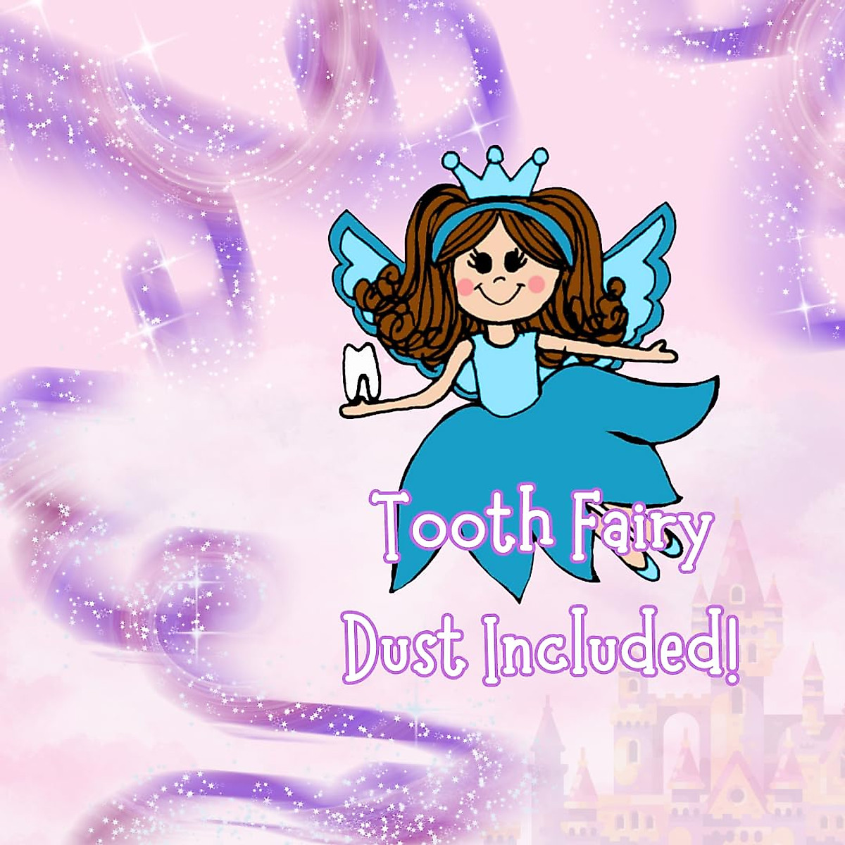 Bunnies and Bows Tooth Fairy Pillow with Tooth Fairy Dust and Poem - Tooth with Bow on Chevron Print (Pink)