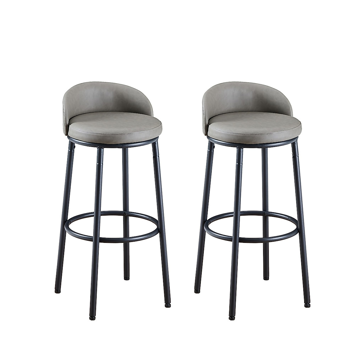 Tiokop Set of 2,Barstools with Back and Footrest,29.3 Inches Tall Seat, Dining Room,Bistro,Modern Armless Kitchen Island Stool,Breakfast Bar Chairs,Solid and Stable,Grey and Black