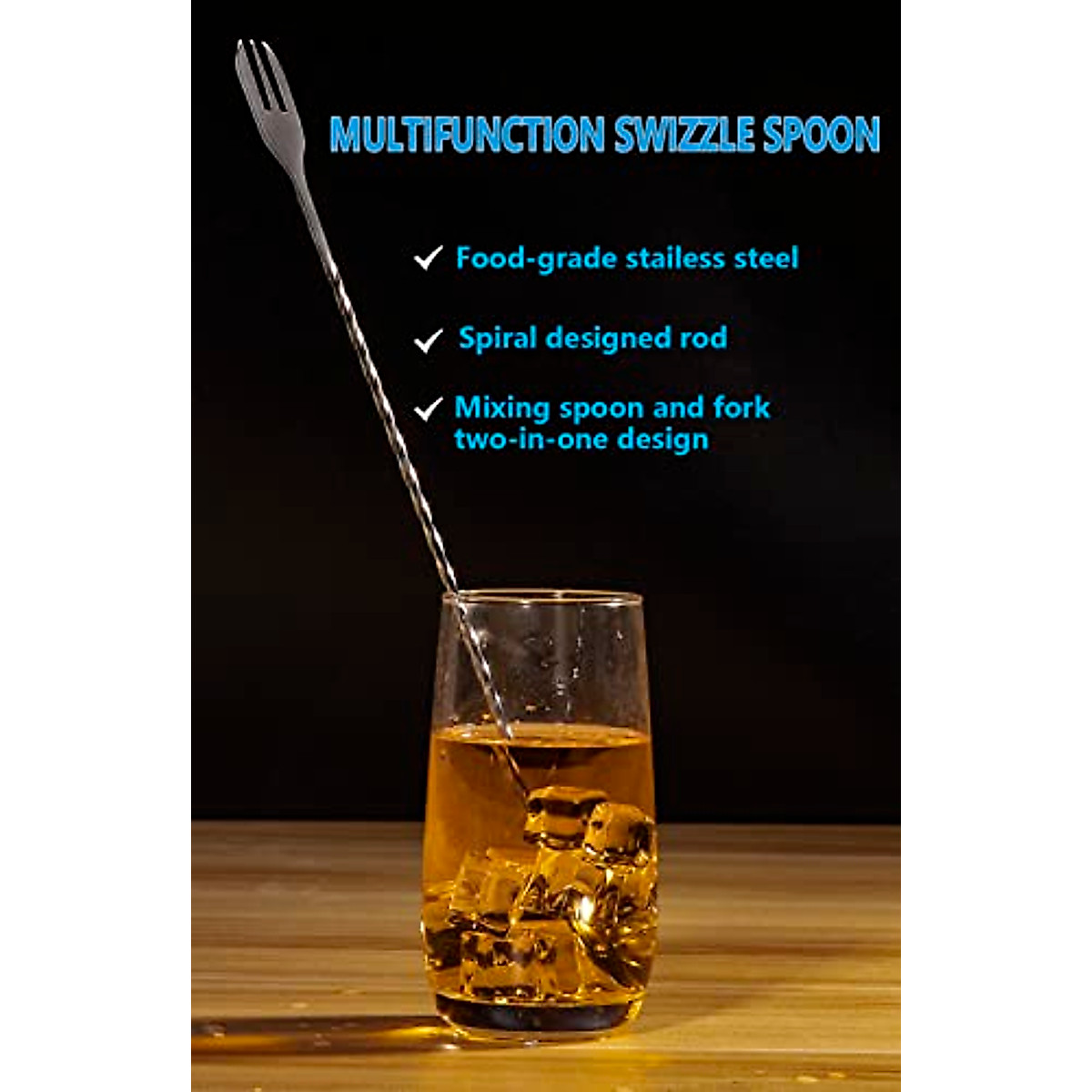 Ortarco 10 Inch Stainless Steel Muddler for Cocktail and 10 Inch Mixing Bar Spoon, 2 Pices Home Bar Tool Set