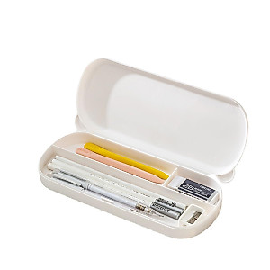 JANEMO pencil pouch Large Capacity Pencil Case Pouch, Portable Aesthetic Cute Big Capacity Pencil Cases Pen Office Travel Stationery Makeup Bag, Desk Organizer for College Adults Women Men (white)