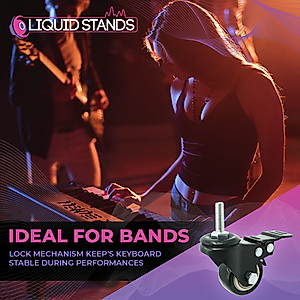 Liquid Stands Keyboard Stand Caster Wheels Set of 4 Replacement Locking Heavy Duty Wheels with Brake - Piano Stand Parts and Accessories