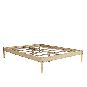 DHP Lorriana 14" Solid Pine Wood Platform Bed Frame, Queen Size, Natural