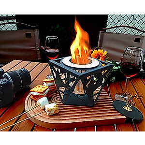 MysticFire Tabletop Fire Pit for Making s’Mores- Metal Table Top Fire Pit Bowl for Indoor and Outdoor, Portable Fireplace and Table Top Fire Pot for Balcony,Patio and Porch (Black)