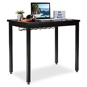 The Office Oasis Small Computer Desk with Cable Management Tray, 36in Length, Black