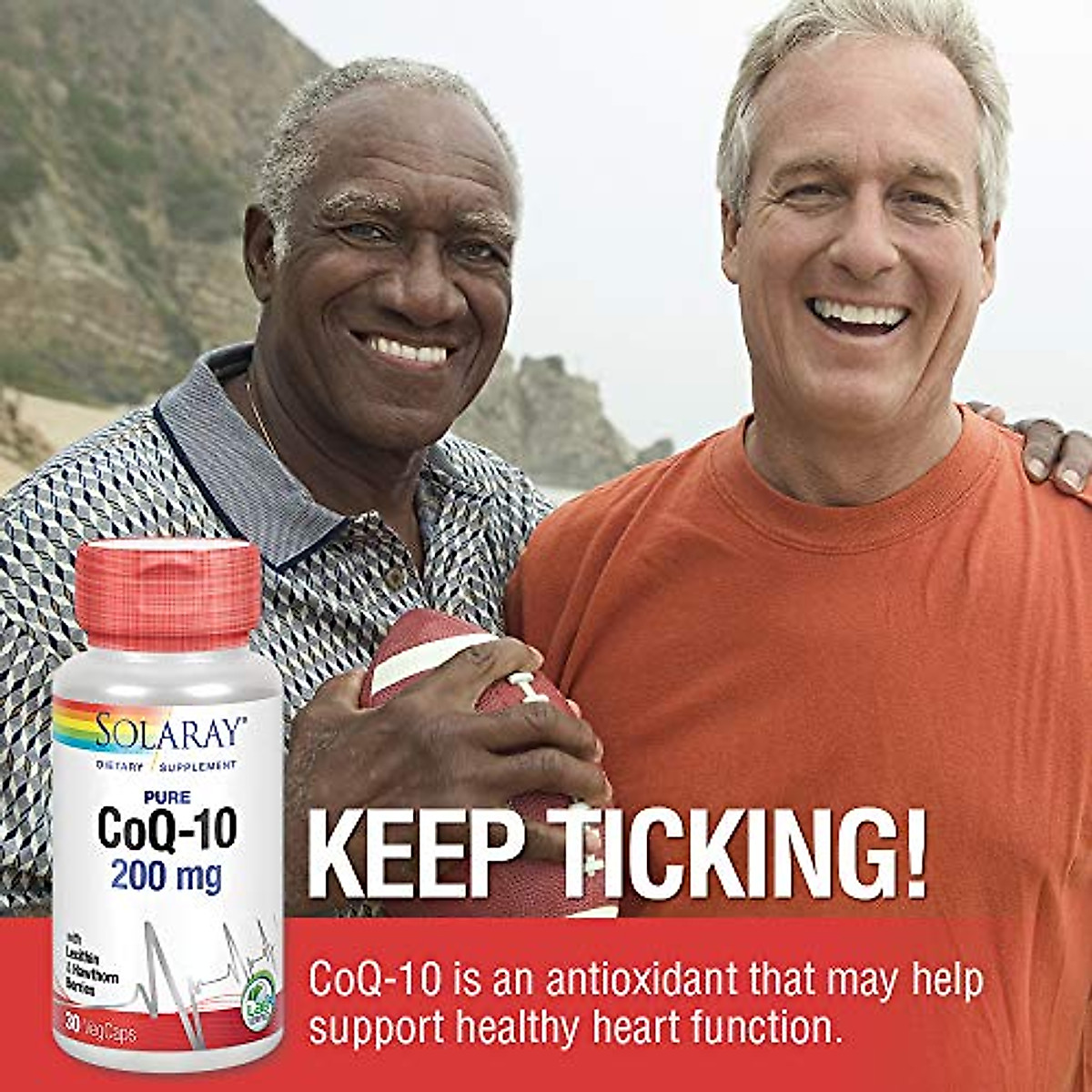 SOLARAY Pure CoQ-10 200 mg | Healthy Heart Function & Cellular Energy Support | Enhanced with Herb Blend | 30 VegCaps