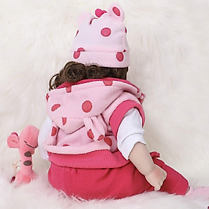 ENADOLL Reborn Baby Doll Realistic Silicone Vinyl Polka Dot Giraffe Baby 16 inch Weighted Soft Body Lifelike Doll Gift Set for Ages 3+(Polka Dot Giraffe)