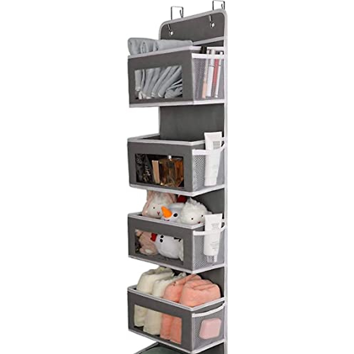 Over The Door Hanging Storage Organizer for Toys, Clothes, or Toiletries with Spacious Pockets for Bedroom, dorm, Nursery, etc by DLC ESSENTIALS (Gray)