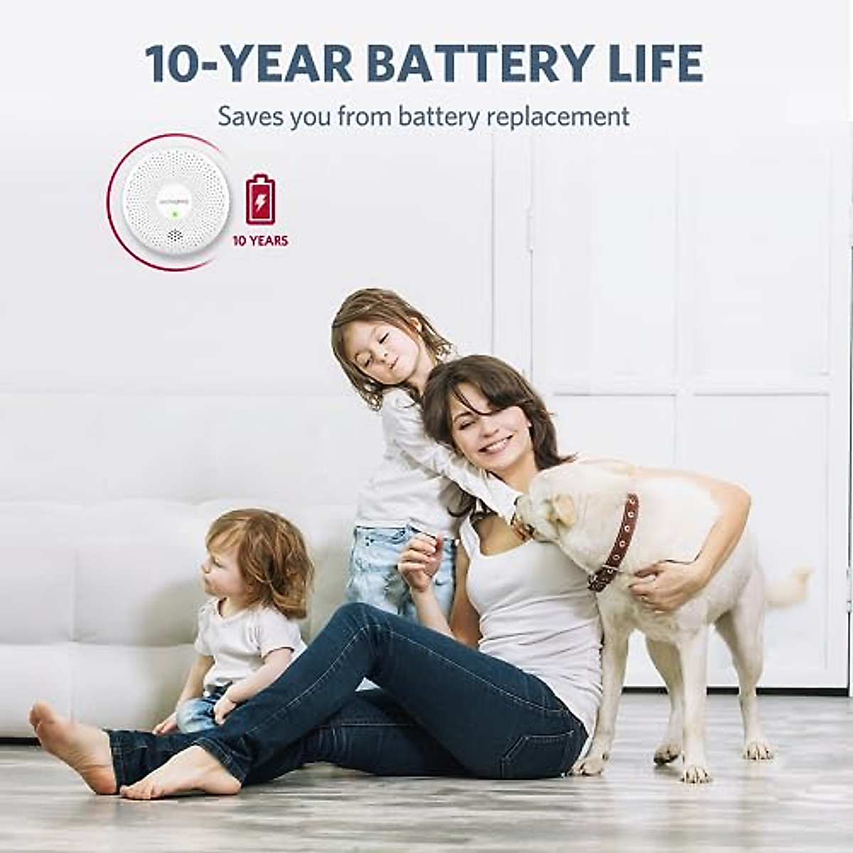 Carbon Monoxide Detector Smoke Detector Combo, HATHEPHS 10 Year Battery Ultra-Thin Photoelectric Smoke Alarm and CO Detector with Large Test/Silence Button, 2-Pack