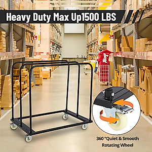 Steel Panel Truck, 1500 LBS Panel Dolly Cart with 5" Swivel Casters and 45" x 29" Deck, Heavy-Duty Drywall Sheet Cart, Handling Wall Panel, Sheetrock, Lumber for Garage, Home, Warehouse