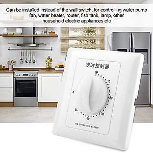 Mechanical Kitchen Timer, 220V Water Pump Timer Mechanical Countdown Indoor Intelligent Time Switch Control (60minutes)