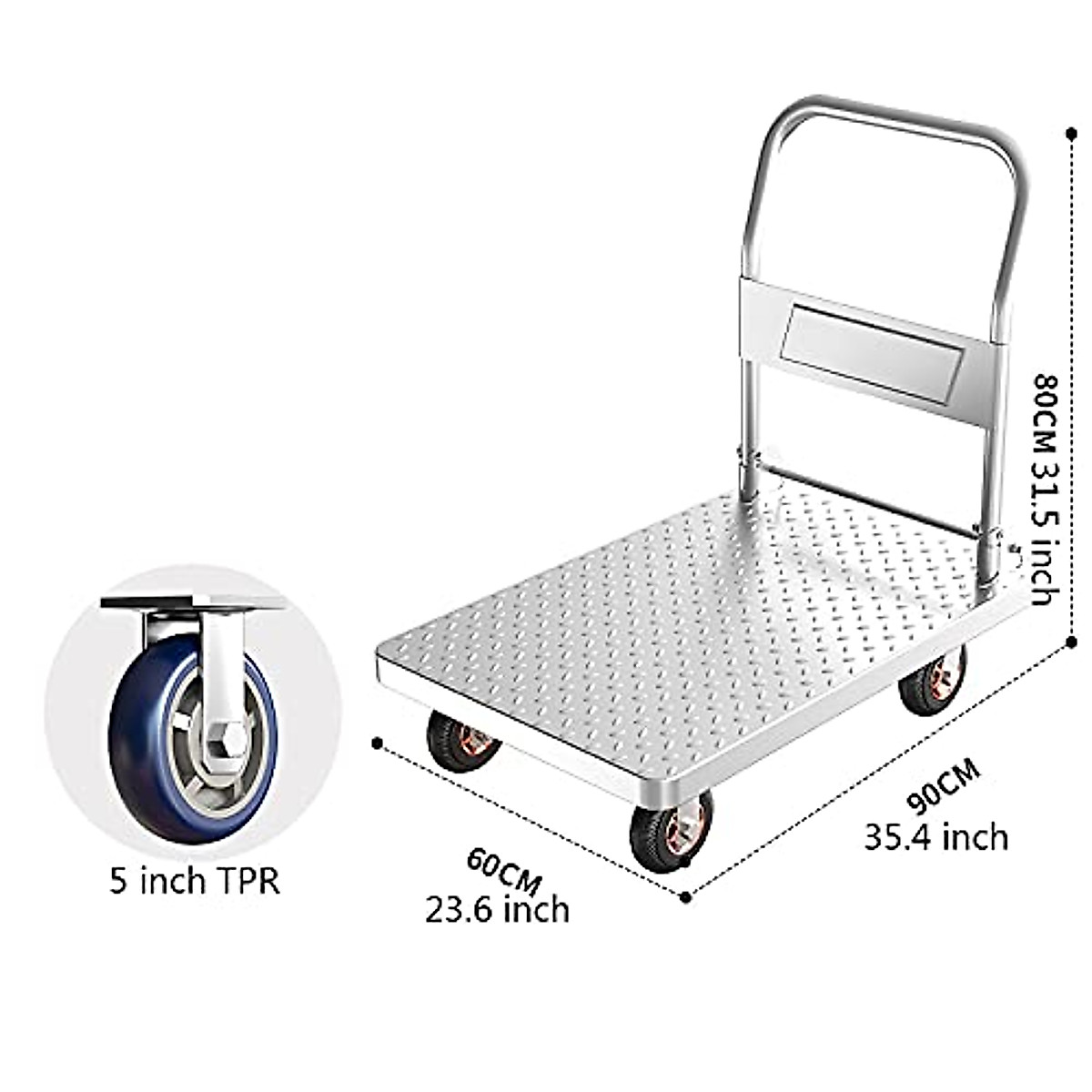 Generic Platform Hand Truck Push Cart Dolly Steel Moving Platform Hand Truck Foldable for Easy Storage and 360 Degree Swivel Wheels Large Load Capacity Push Dolly for Loading (Size : Ty1) (T, Ty2