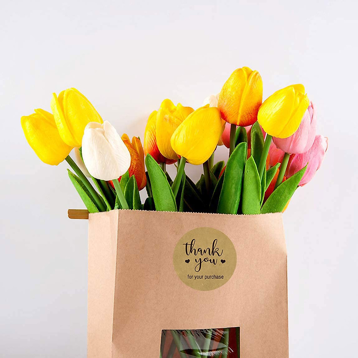 Thank You for Supporting My Small Business Stickers,Kraft Paper Thank You Self-Adhesive Envelope Sealing Stickers,1.5 Inches Packaging Label Stickers for Box/Bake/Bag,500 Pcs/Roll