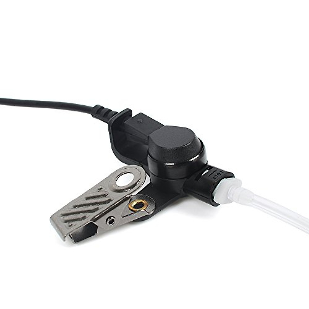 HYS 2.5mm Receiver/Listen ONLY Surveillance Acoustic Tube Earpiece Headset Shoulder with One Pair Medium Earmolds(Left and Right)