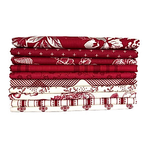 Lily Bella Fabrics Heirloom Red Fat Eighth Bundle (10 Pieces) by My Mind's Eye for Riley Blake (MME.HEIRLOOMRED.A.10FE)