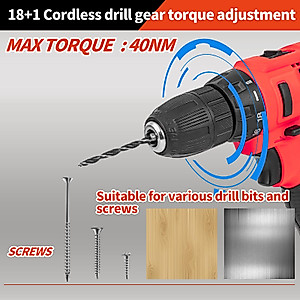 346Pcs Tool Sets, 18V Electric Power Drill Set, Cordless Drill for Men, Household Home DIY Hand Tool Kits,18+1 Clutch Cordless Power Drill Set for Thanksgiving, Christmas,Father's Day (Silver)