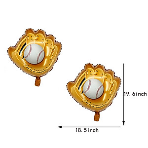 18pcs Glove Baseball Foil Balloons 20 Inch Sports Mylar Balloon with Latex Balloons for Baseball Themed Birthday Party Supplies Baby Shower Decoration