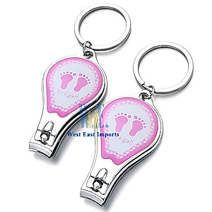 Baby Shower Pink Girl Keychain Favors (12 PCS) Nail Clipper and Bottle Opener Party Gift for Guest