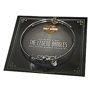 Harley-Davidson Women's Cursive Harley Bangle Bracelet, Stainless Steel HSB0133