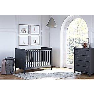 Storkcraft Nestling 3-in-1 Convertible Crib (Gray) - Easily Converts to Toddler Bed and Daybed, Planked End Panels for Transitional Style