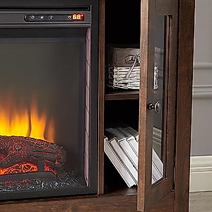 Fireplace TV Stand Electric Fireplace, 48" Media Entertainment Center with Farmhouse Storage Cabinet, TV Console Table for TVs up to 55"