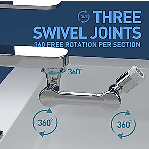 1080° Rotating Extension Faucet Aerator, Splash Faucet Sprayer Aerator, Swivel Faucet Extender for Bathroom & Kitchen Sink with 2 Water Outlet Modes,Silver