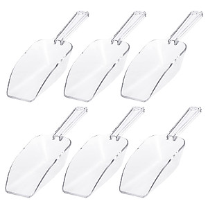 Ice Scoop Candy Buffet Containers Scoopers, Hmxpls Clear Plastic Scoop for Popcorn Cookie Candy Buckets, Podpocket Acrylic Large Scoop for Parties Wedding Bar Jars Freezer Dry Goods （6 Pack 7.5 In ）