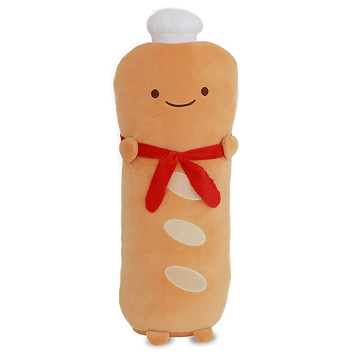 MDXMY 20.8'' French Baguette Plush Pillow Funny Food Bread Plushie Soft Hugging Pillow with Red Scarf (Baguette)