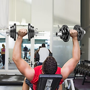 Uboway Olympic Dumbbell Handles: 20" Dumbbell Set for 2" Olympic Weight Plates, Weight Lifting Handles with 2 Pair of Spring Collars, Home Gym Accessories