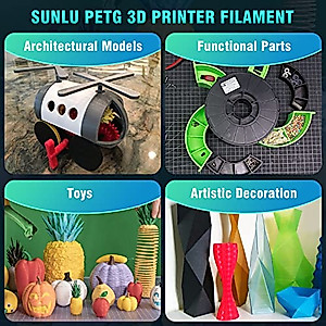 SUNLU 3D Printer Filament, Toughness PETG Filaments for 3D Printing, Neatly Wound Filament, High Strength, Better Flow of SUNLU No Clogging Premium PETG Filament 1.75 +/- 0.02 mm, 1KG Spool, Black